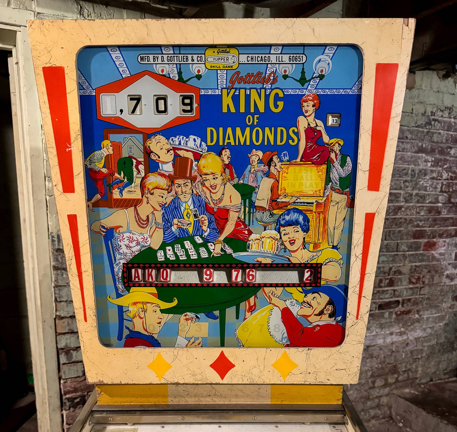 Gottlieb King Of Diamonds Wedgehead Pinball Machine, 1967 Auction