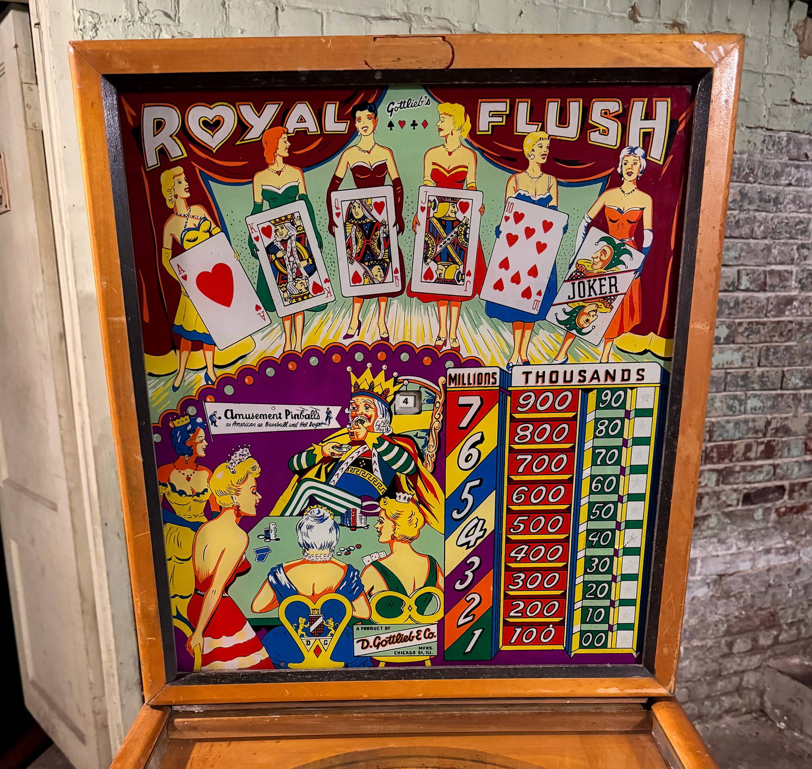 Gottlieb Royal Flush Woodrail Pinball Machine, 1957 Auction