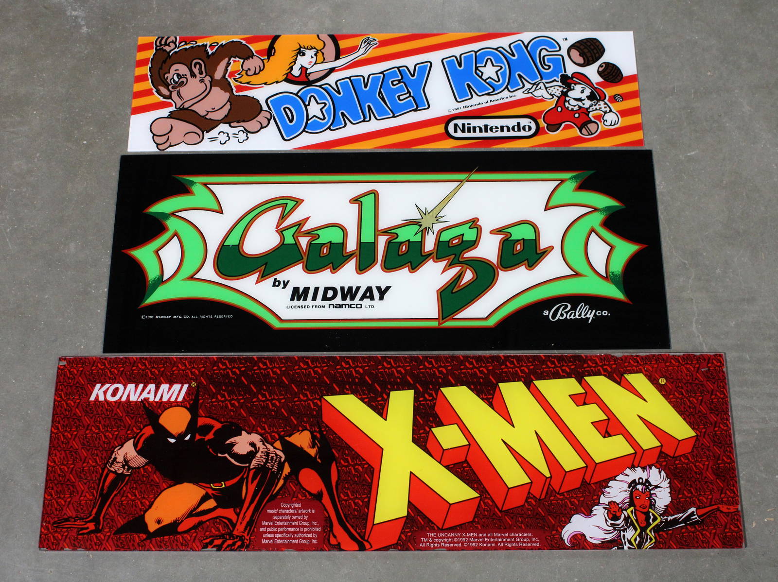 Arcade Headers Incl. Donkey Kong, Galaga, And X-men Auction
