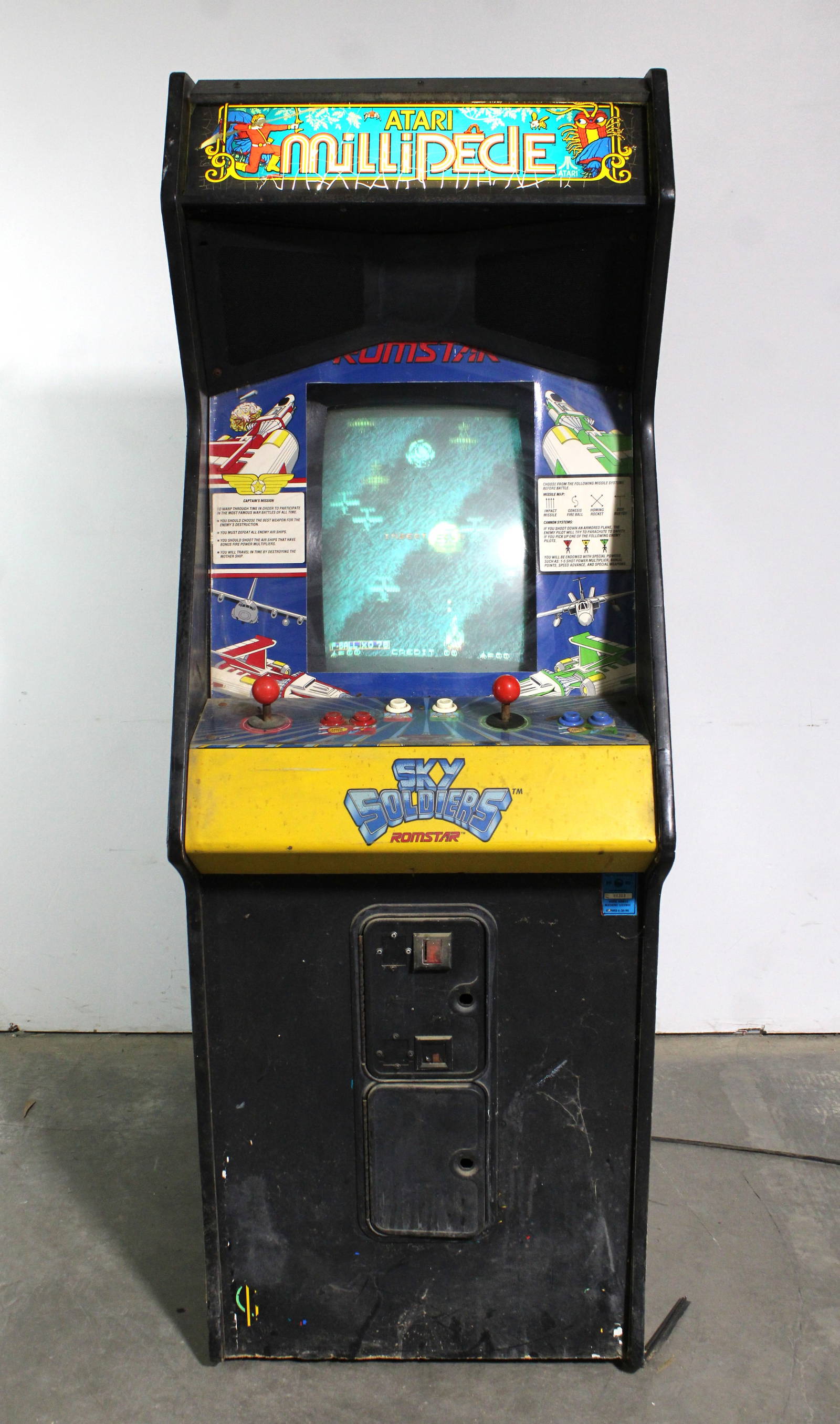 Romstar Sky Soldiers Arcade Game In Atari Millipede Cabinet Auction