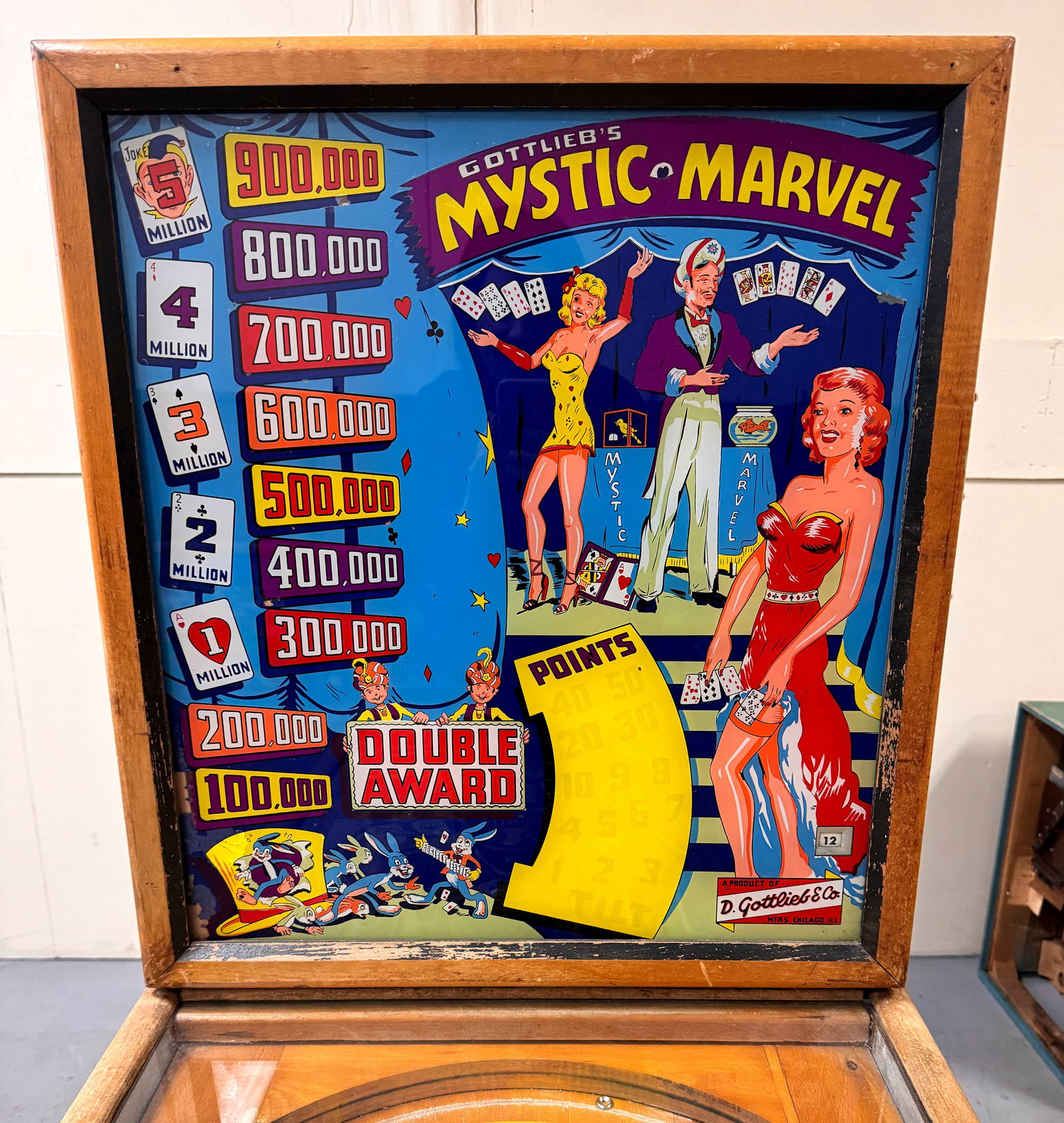 Gottlieb Mystic Marvel Woodrail Pinball Machine, 1954 Auction