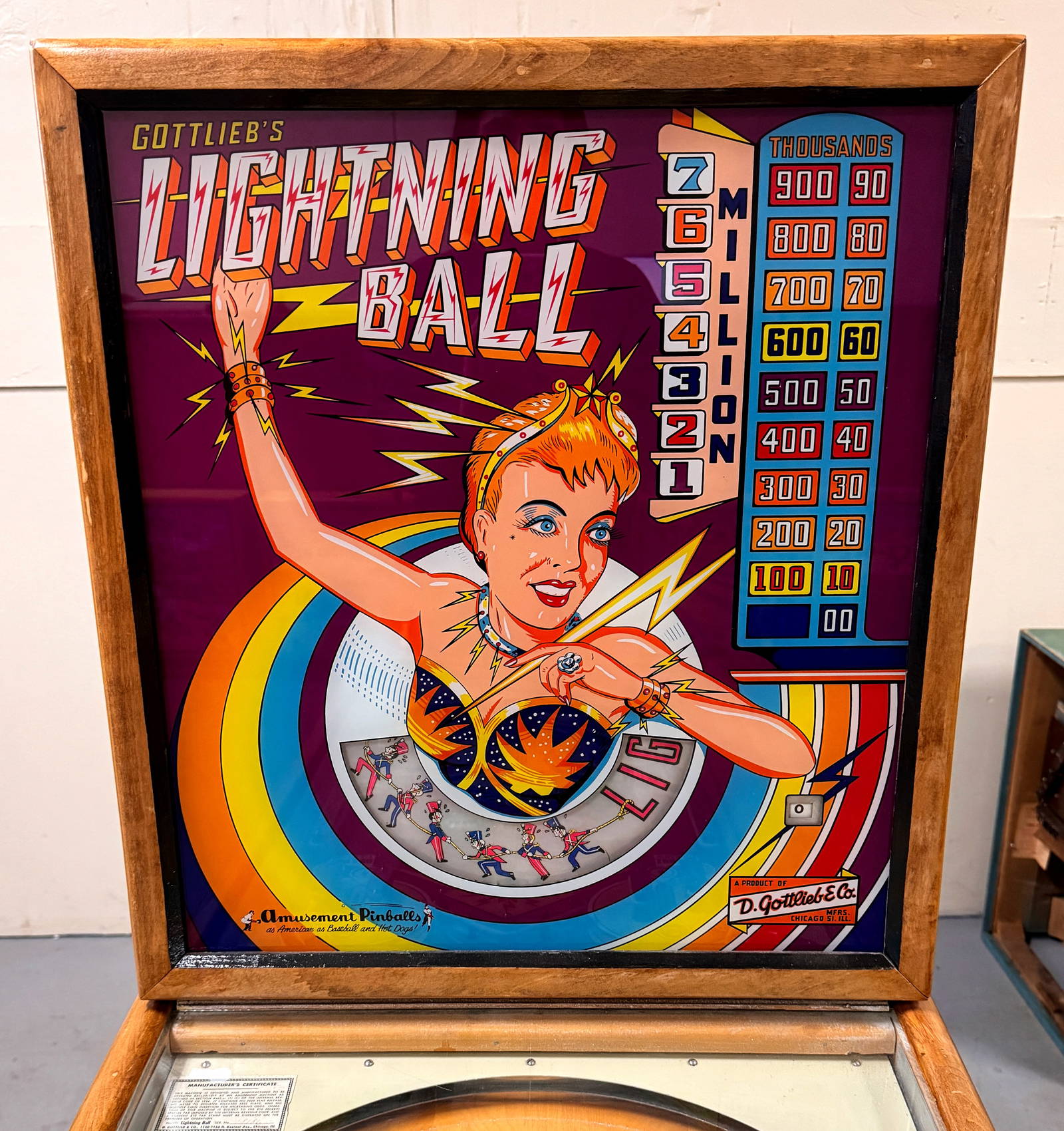 Gottlieb Lightning Ball Woodrail Pinball Machine, 1959 Auction