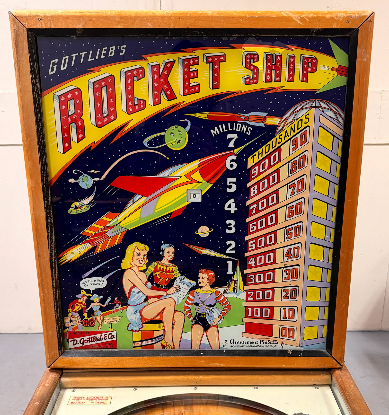 Gottlieb Rocket Ship Woodrail Pinball Machine, Prototype Model 1958 Auction