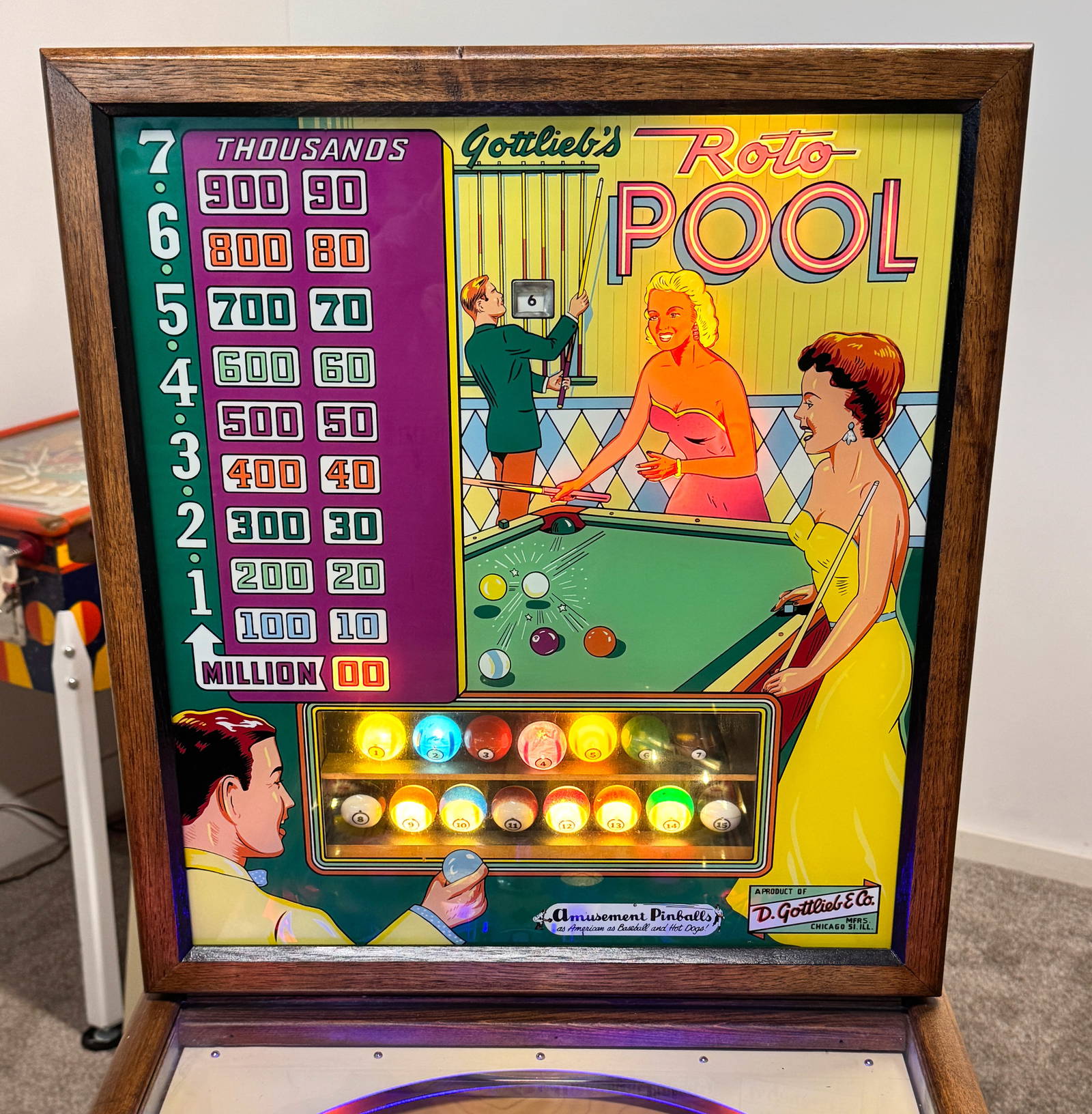 Gottlieb Roto Pool Woodrail Pinball Machine, 1958 Auction