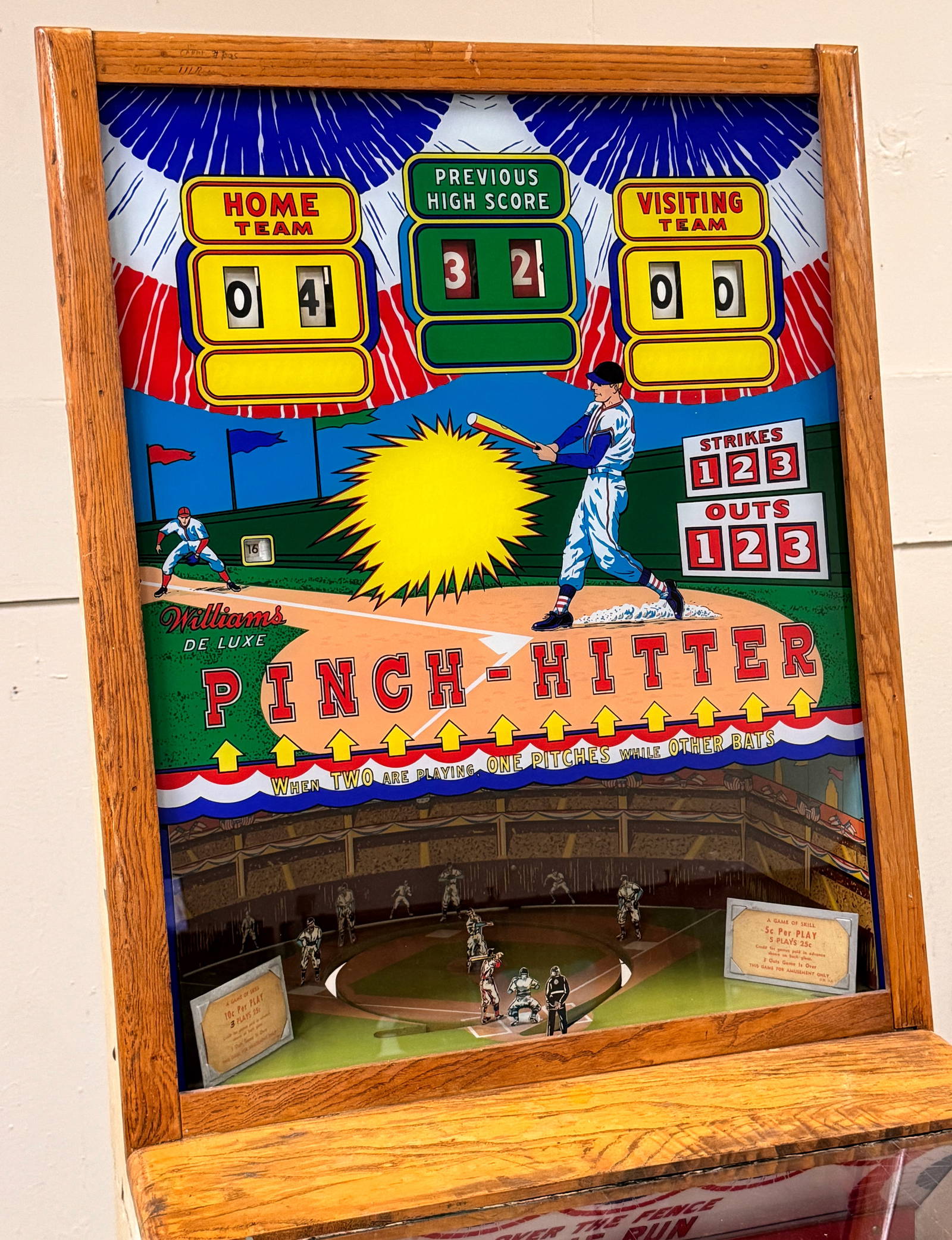 Williams Deluxe Pinch Hitter Baseball Pitch And Bat Pinball Machine ...