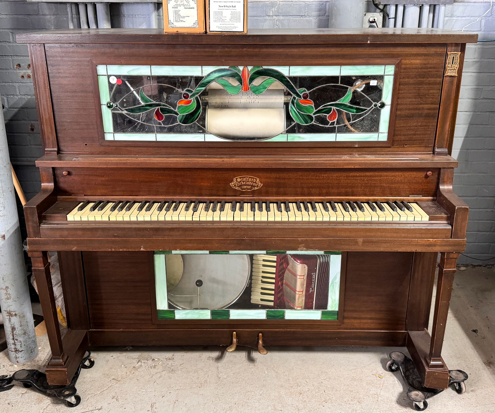 Stafford Nickelodeon Company Orchestrion Player Piano With Rolls