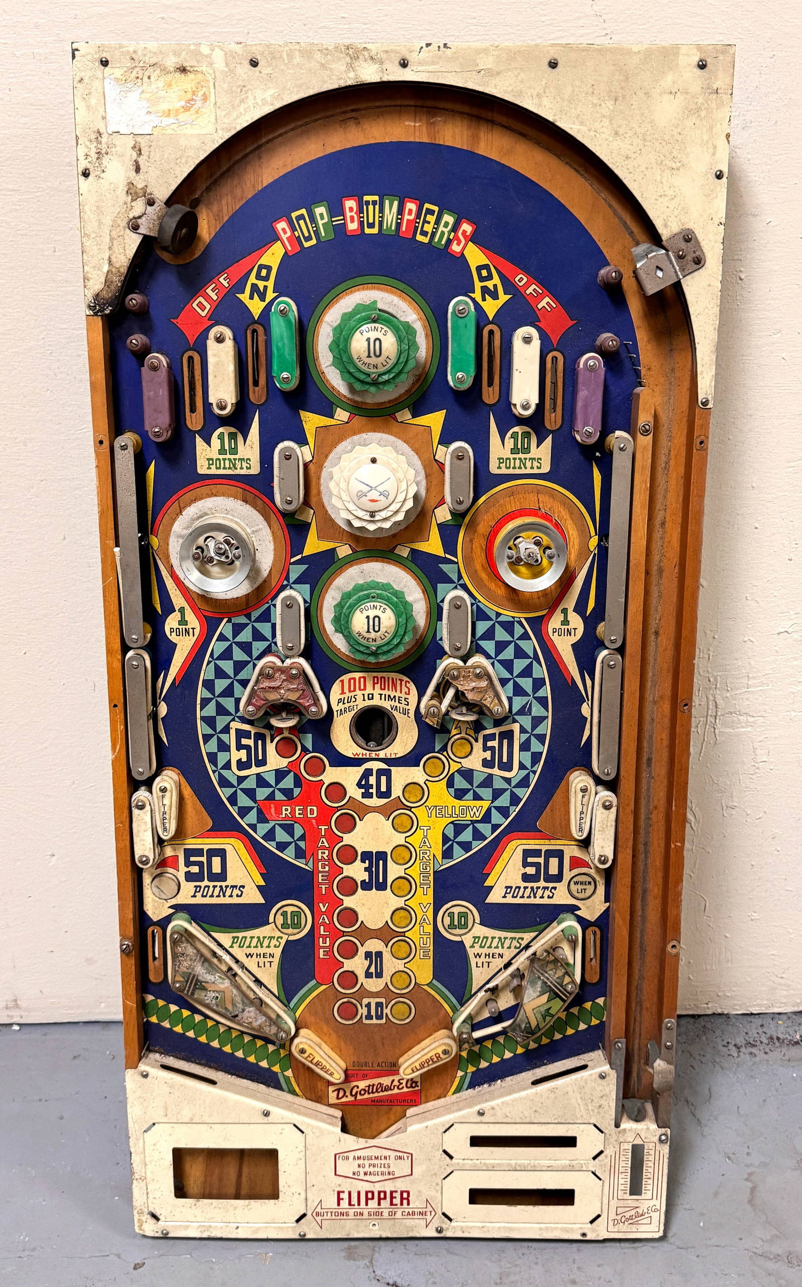 Gottlieb Double Action Populated Pinball Playfield Auction