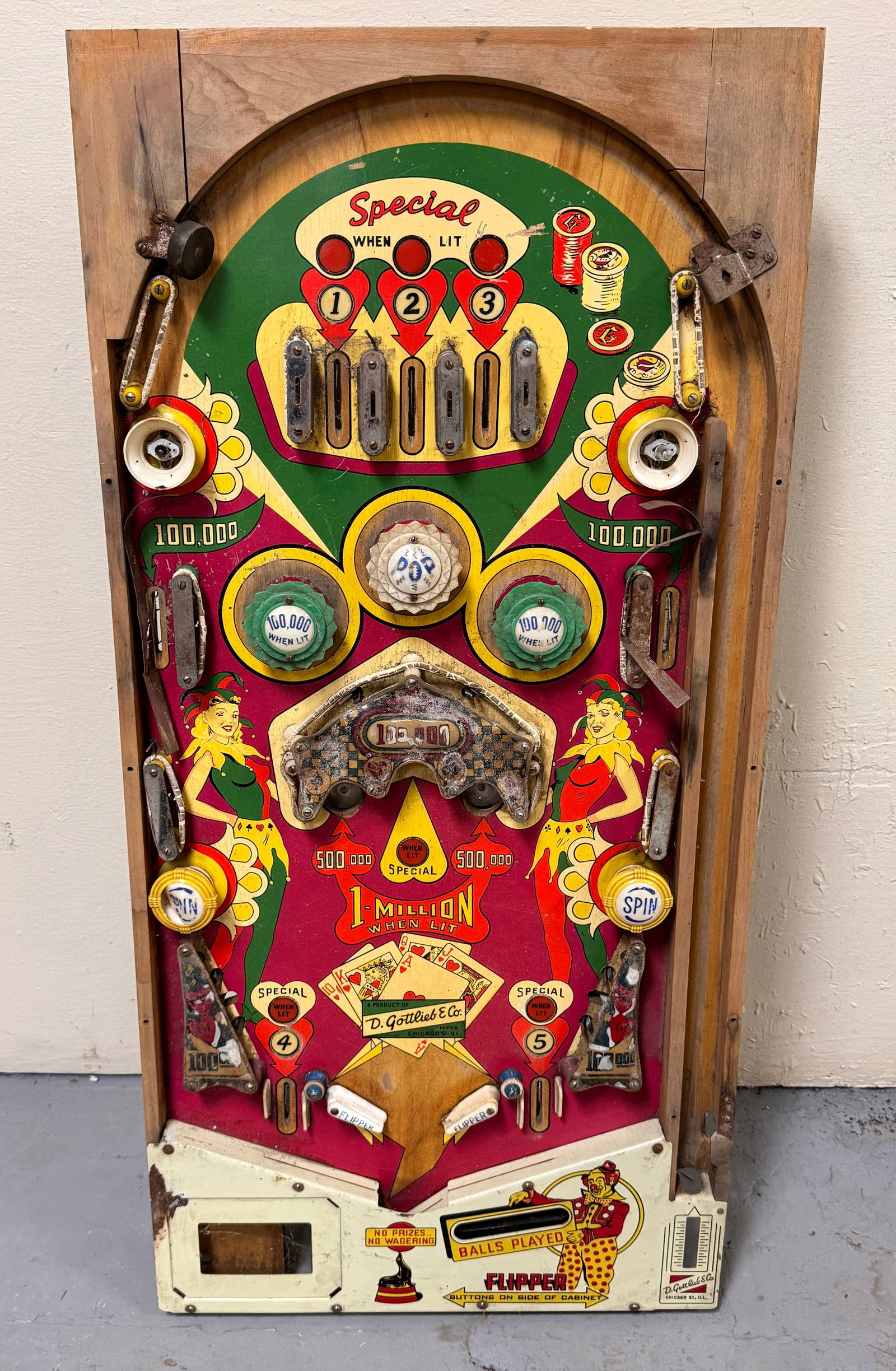 Gottlieb Royal Flush Populated Pinball Playfield Auction