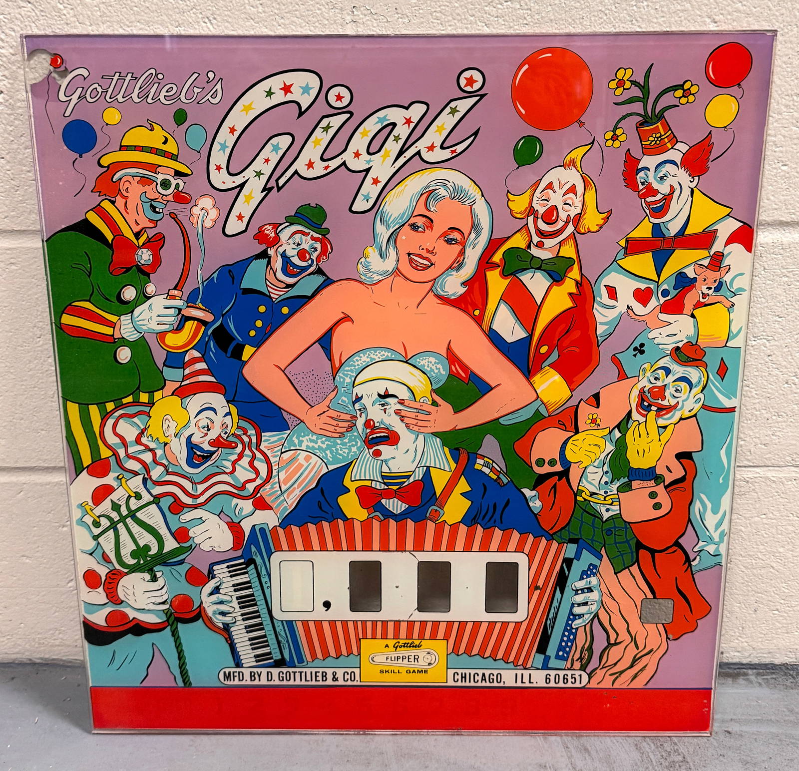 Gottlieb Gigi Pinball Backglass Auction