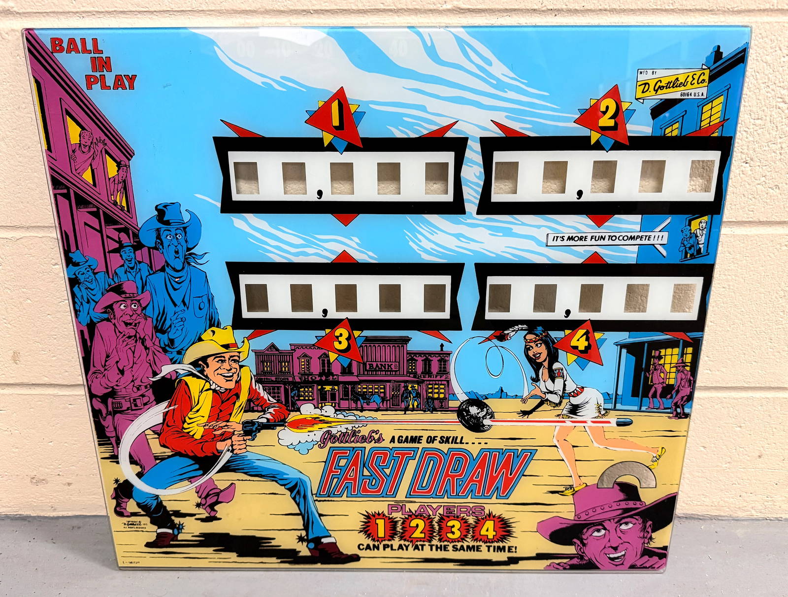 Gottlieb Fast Draw Pinball Backglass Auction