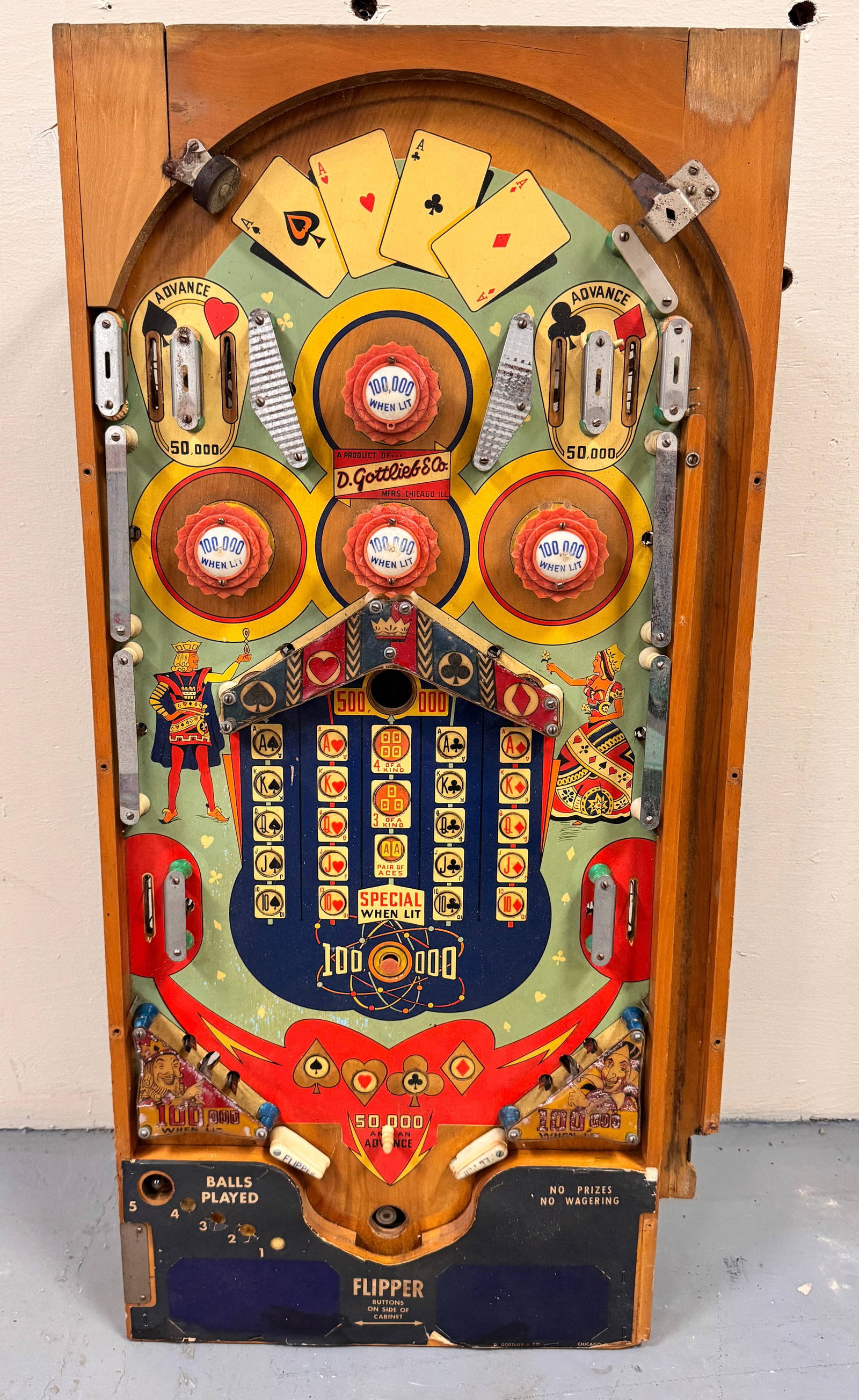 Gottlieb Easy Aces Populated Pinball Playfield Auction