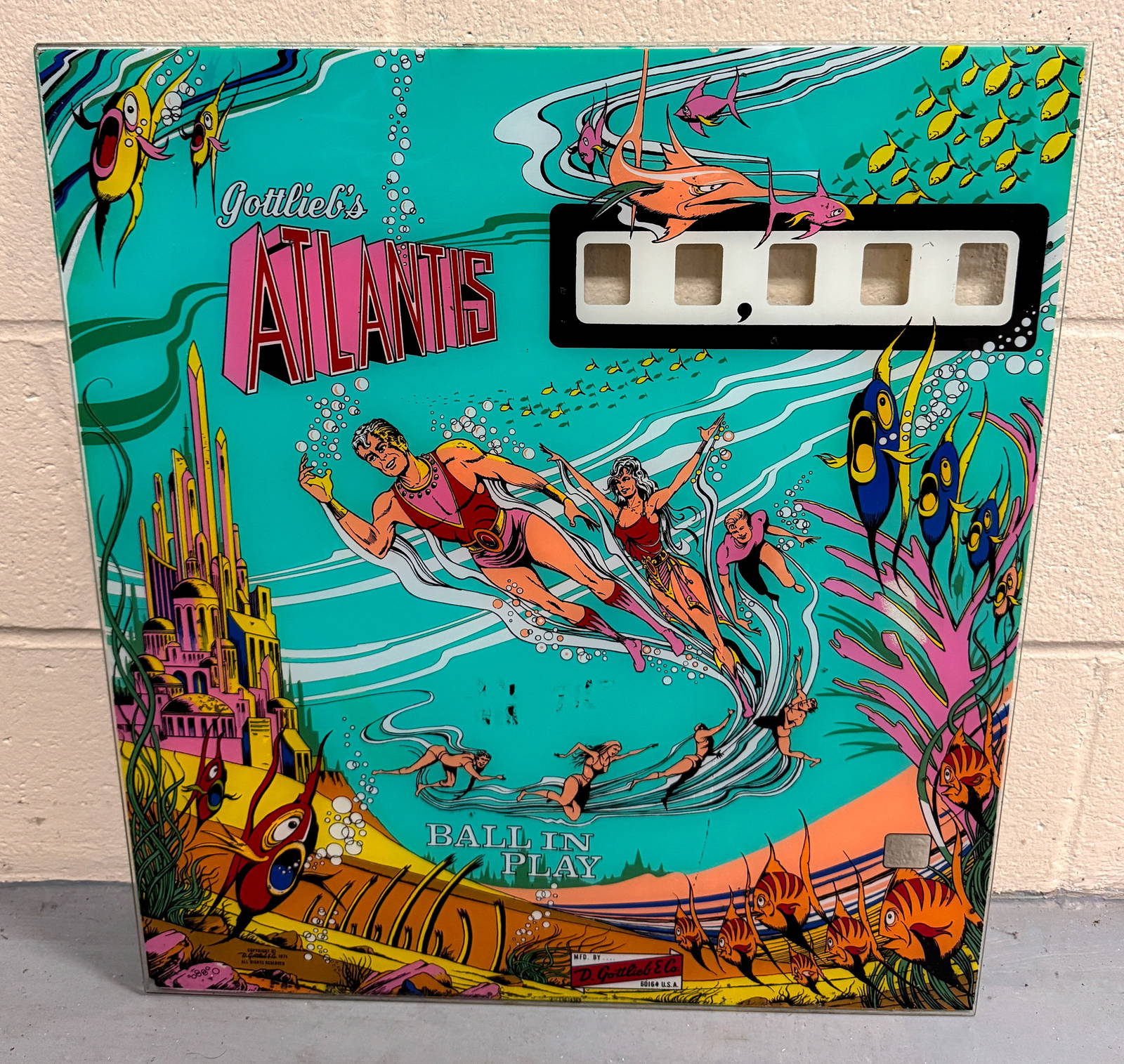 Gottlieb Atlantis Pinball Backglass Auction