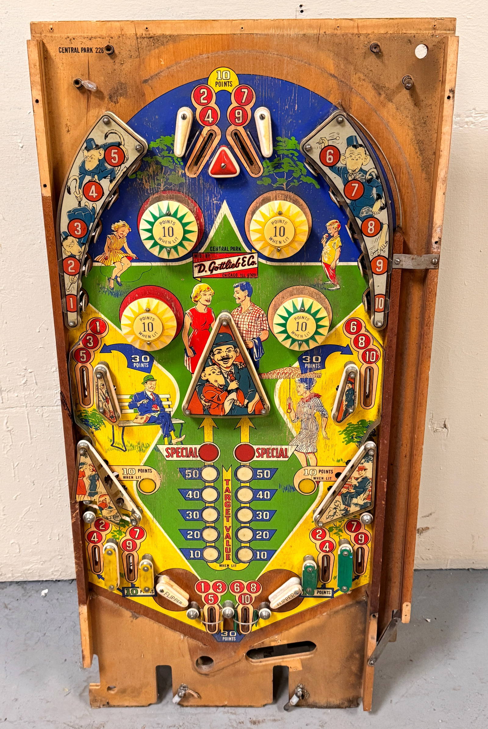Gottlieb Central Park Populated Pinball Playfield Auction
