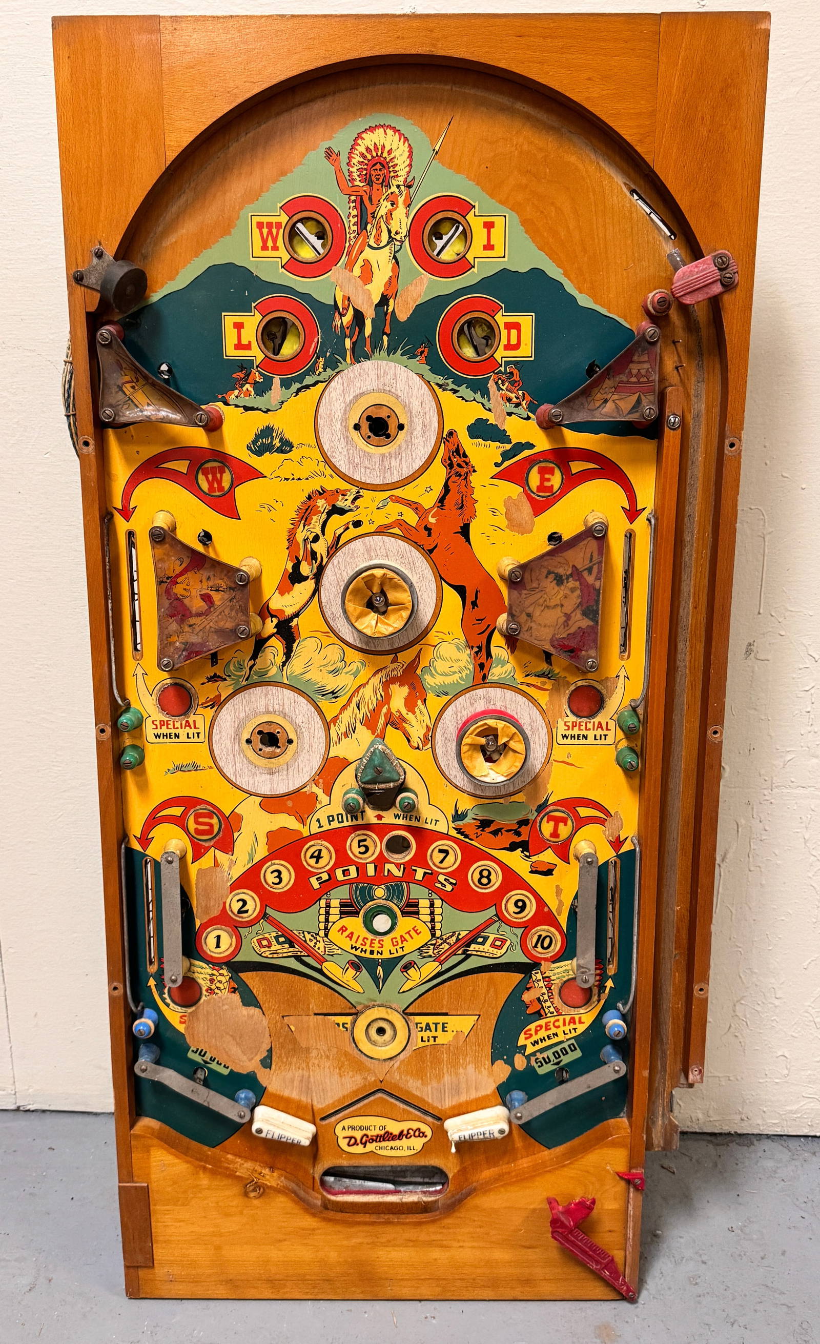 Gottlieb Wild West Populated Pinball Playfield Auction