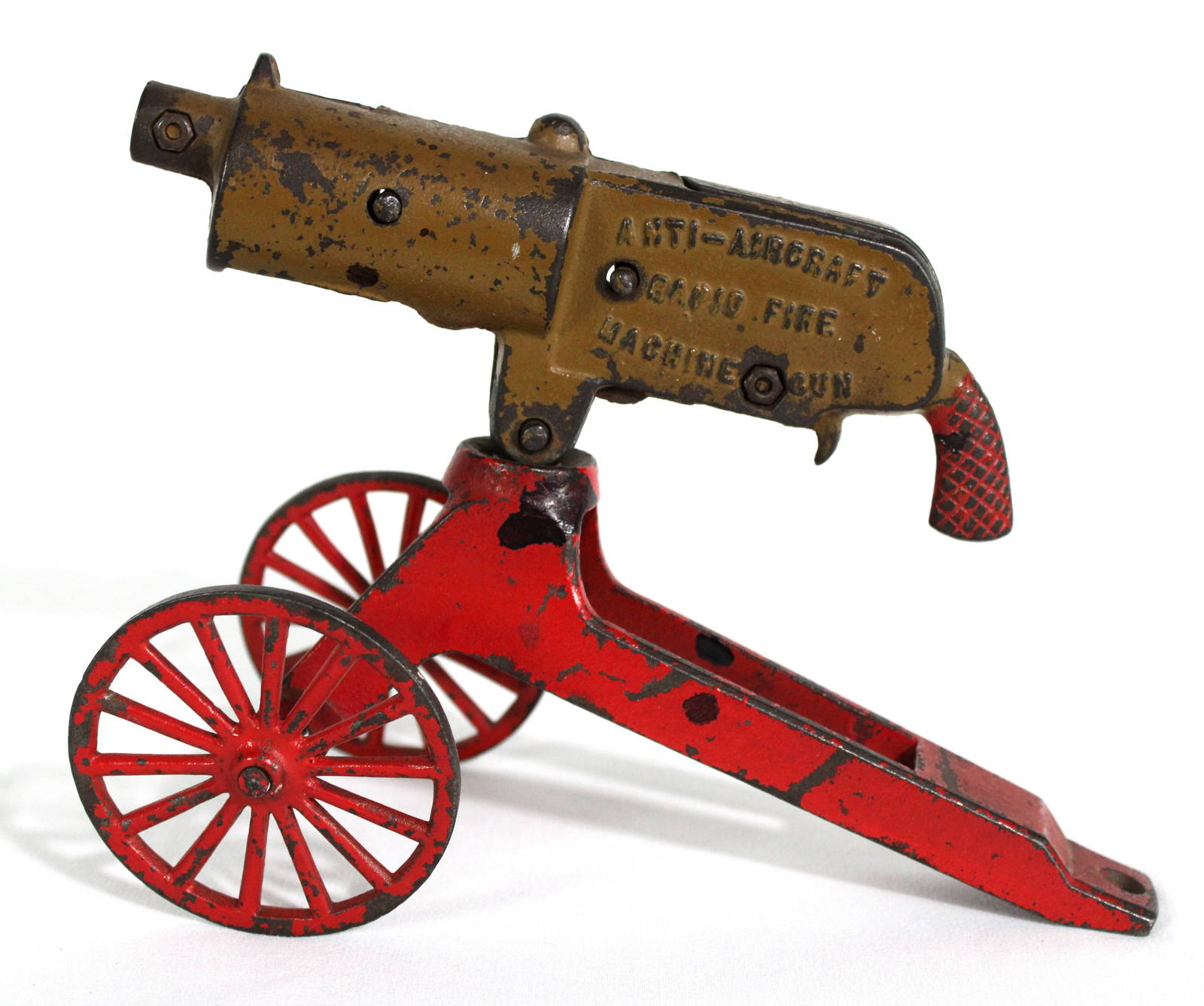 Anti-aircraft Rapid Fire Machine Gun Cast Iron Toy Auction