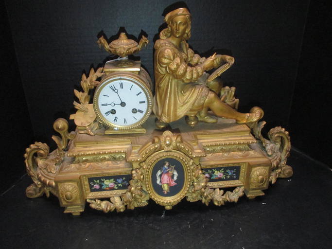 Gilt Metal Clock Signed Ph Mourey