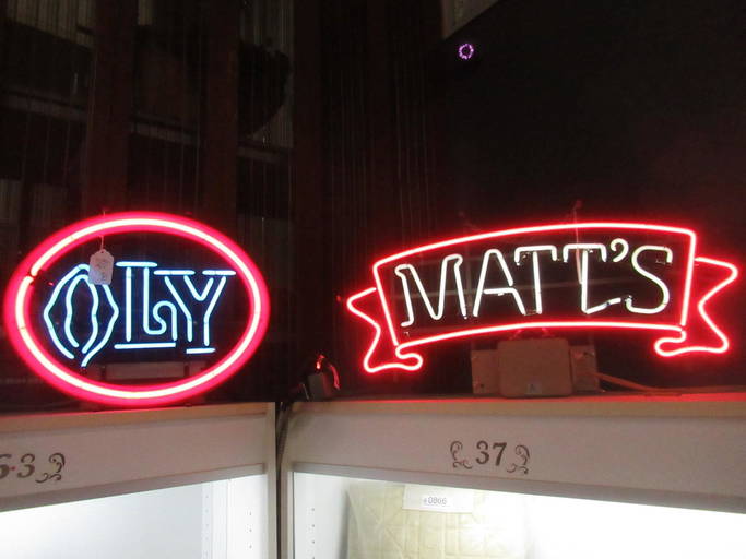 2 Neon Beer Signs Matts & Oly