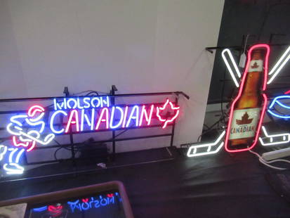 2 Molson Canadian Neon Beer Signs