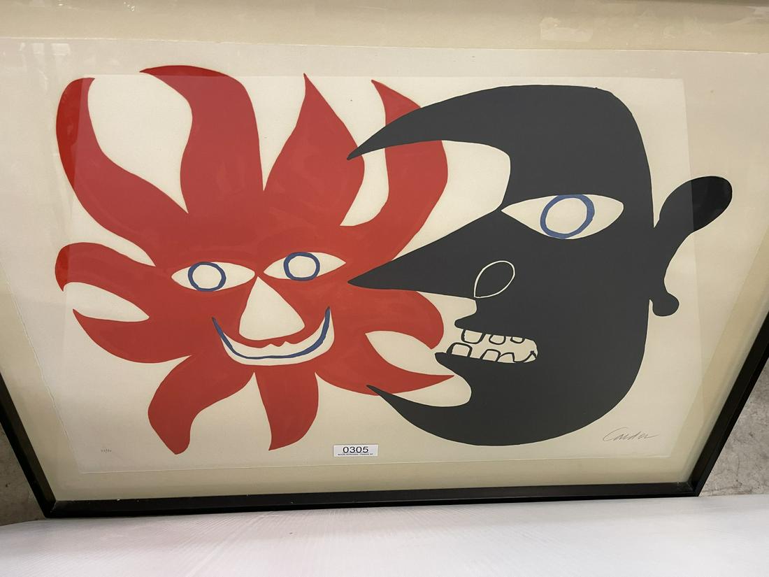 Alexander Calder Red Sun, Black Moon Signed Print