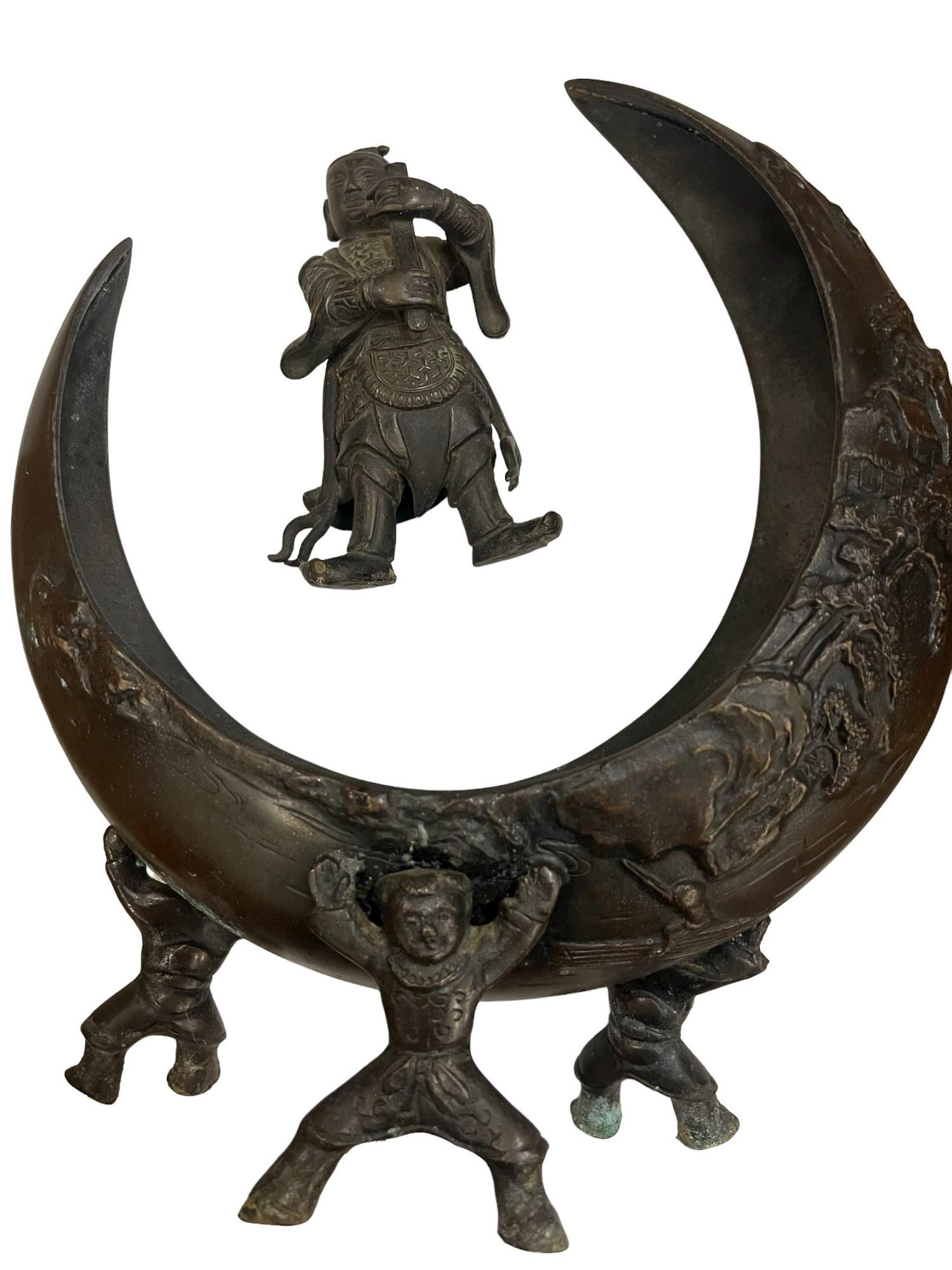 Asian Moon Bronze & Small Asian Bronze Figure - Nov 25, 2022 | Schultz ...