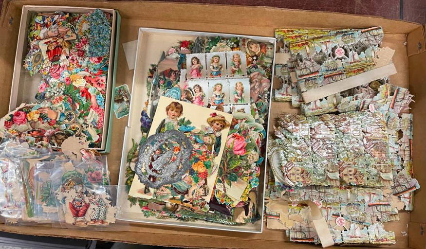 2 Boxes Victorian Lithograph Cut Outs