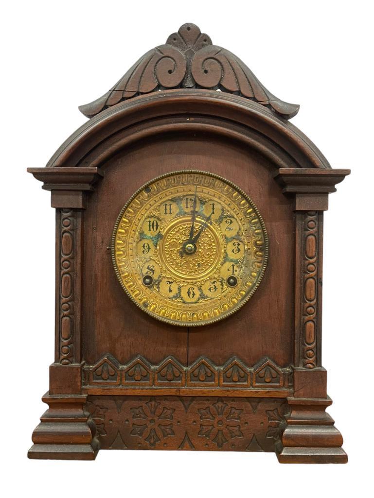 Victorian Shelf Clock W/ Ornate Face