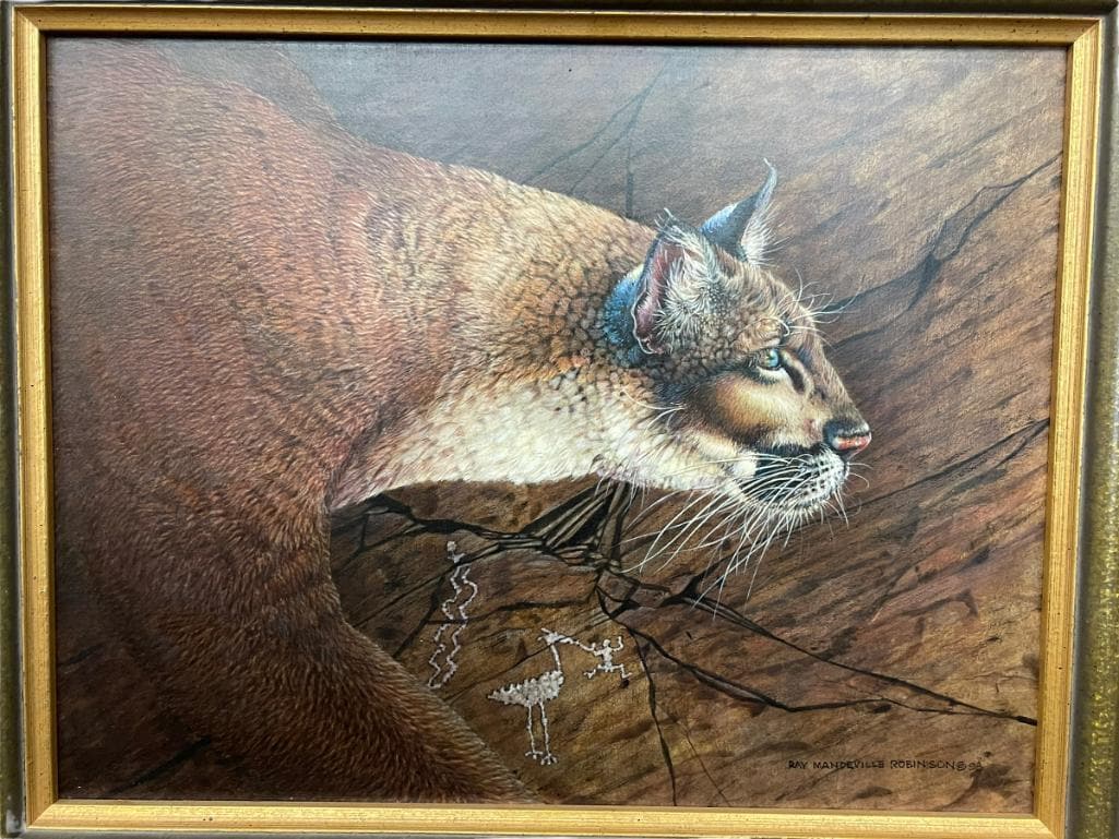 Ray Mandeville Robinson Print Of Wild Cat Auction