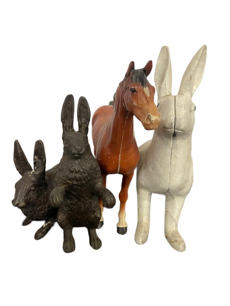 Group Of Cast Iron Rabbits & More Auction