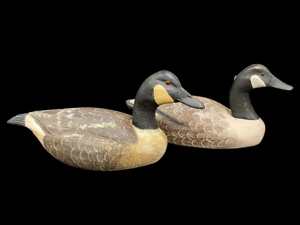 2 Carved Canadian Geese Auction