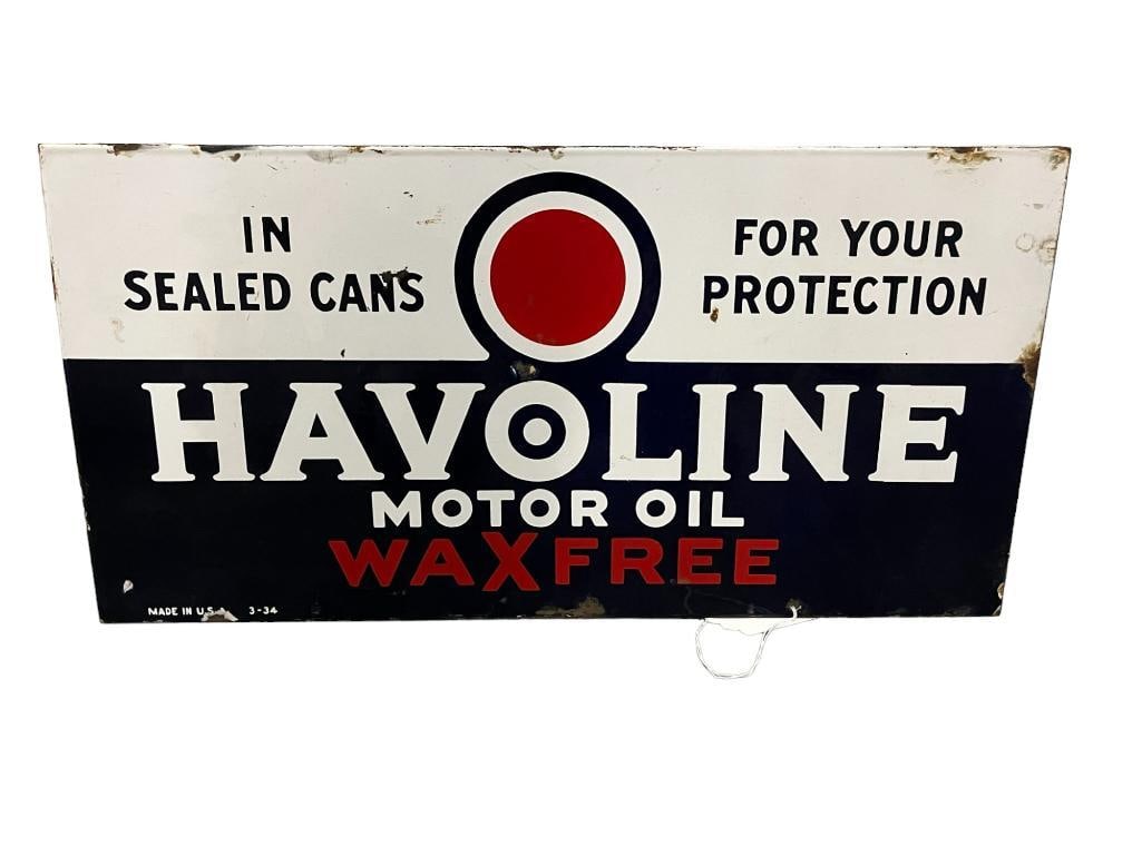 Porcelain Havoline Advertising Sign Auction
