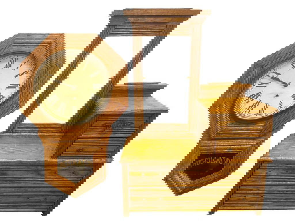 Miniature Dresser And Oak Regulator Wall Clock Auction