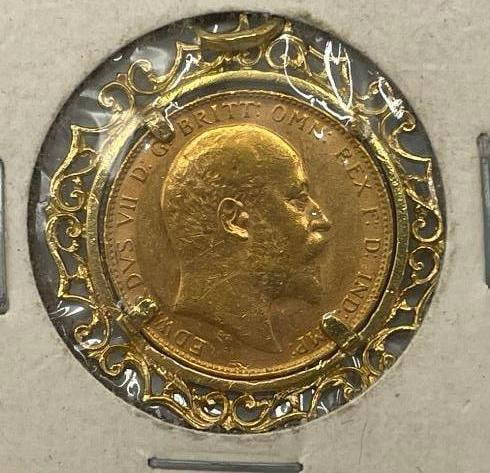 1907 G.b. Gold Sovereign In Bezel