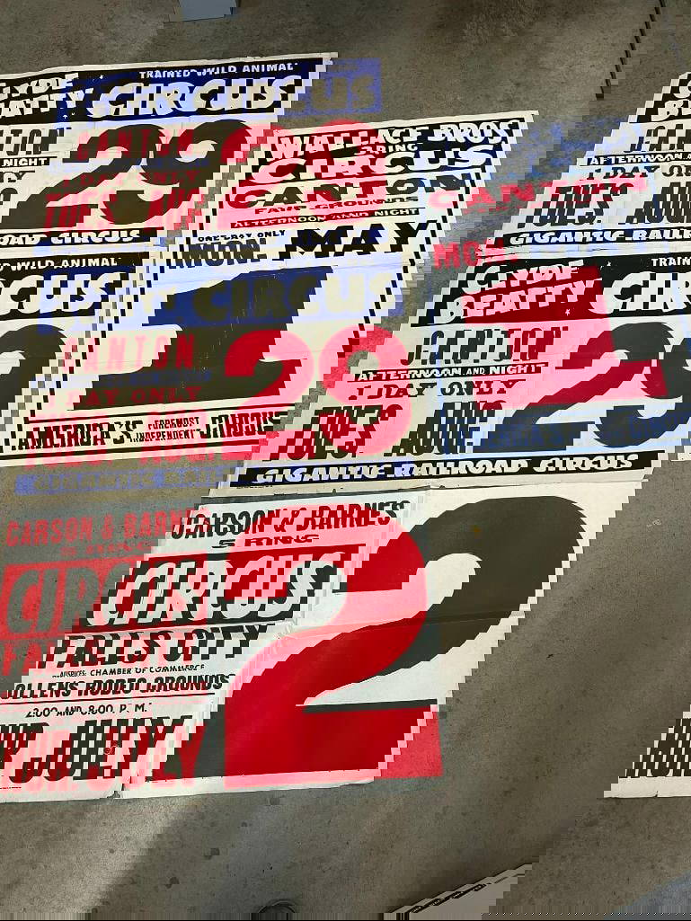 Group Of Circus Posters, Carson & Barnes, Clyde Beatty And Wallace Bros ...