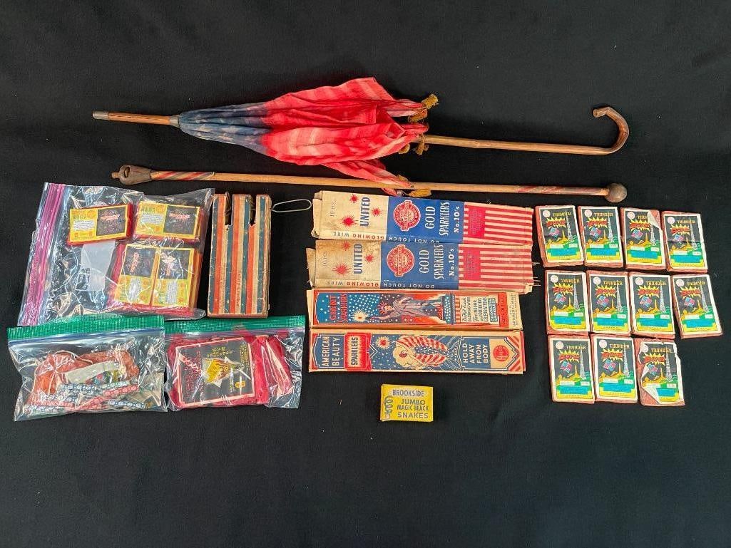Mixed Lot Of Vintage Firecrackers, Sparklers And More Auction