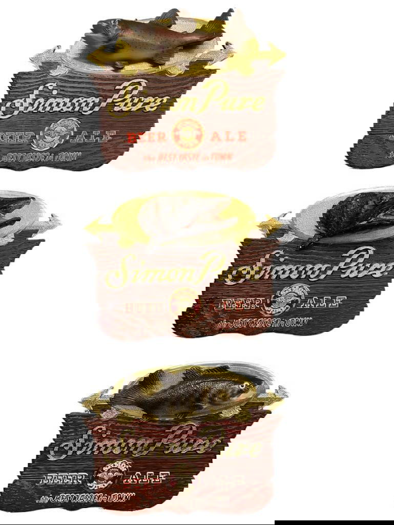 Simon Pure Beer Bass, Muskie And Trout Advertising Signs Auction