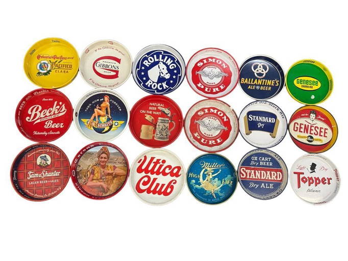 Vintage Group Of Beer Trays, Corona, Schlitz, Utica Club, Beck's And More