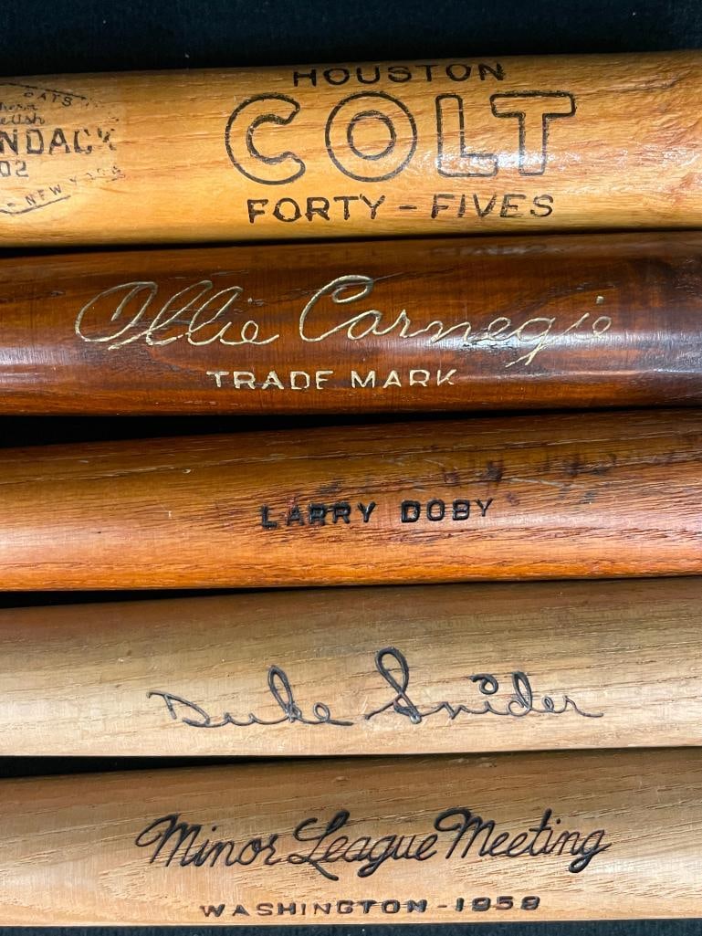 Group Of Mini Baseball Bats, Duke Snider, Ollie Carnegie, Larry Doby ...