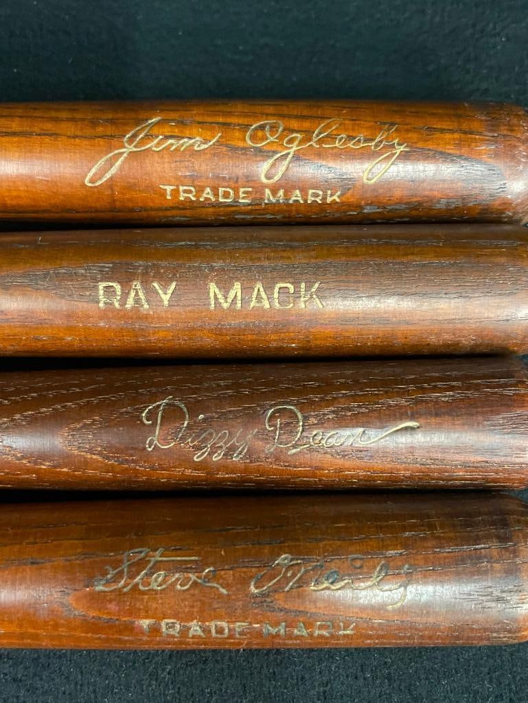 Group Of Mini Baseball Bats, Jim Oglesby, Ray Mack, Dizzy Dean And ...