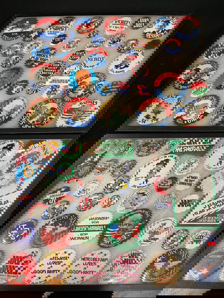 Vintage Group Of Gerald Ford And Carter Political Buttons And More Auction