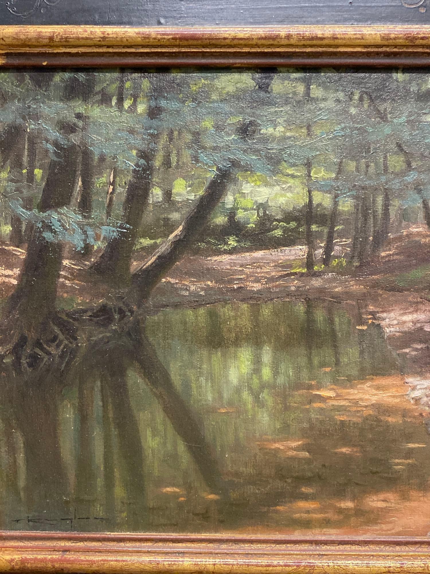 Thomas Kegler Signed Oil On Board "roaring Kill Pool" Auction