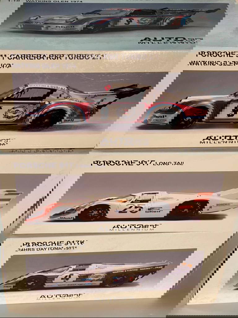 Autoart Millenium Porsche 917 Long Tail, 917k, 911 Carrera Auction