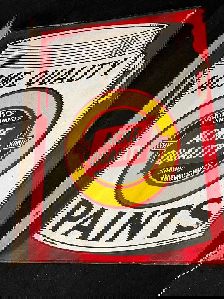 Acme Quality Paints Double Sided Flange Sign Porcelain Enamel Auction