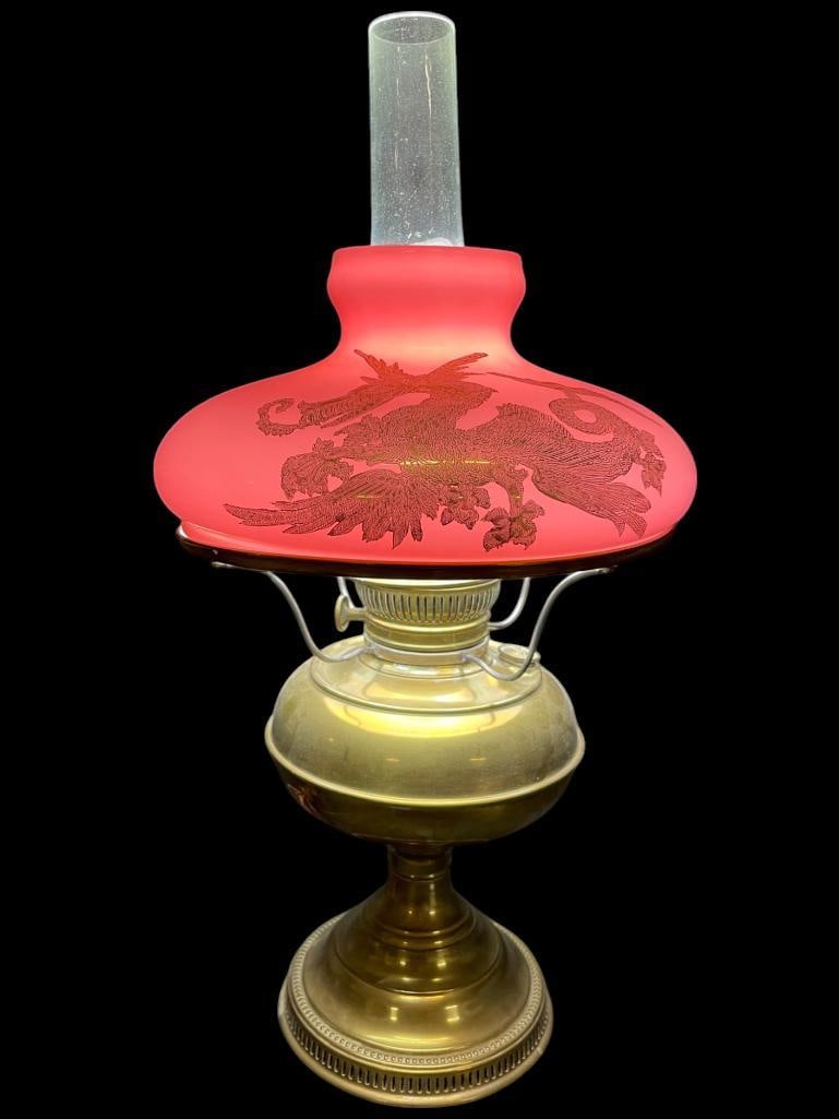 Rayo Lamp With Pink Shade Featuring Dragons Auction