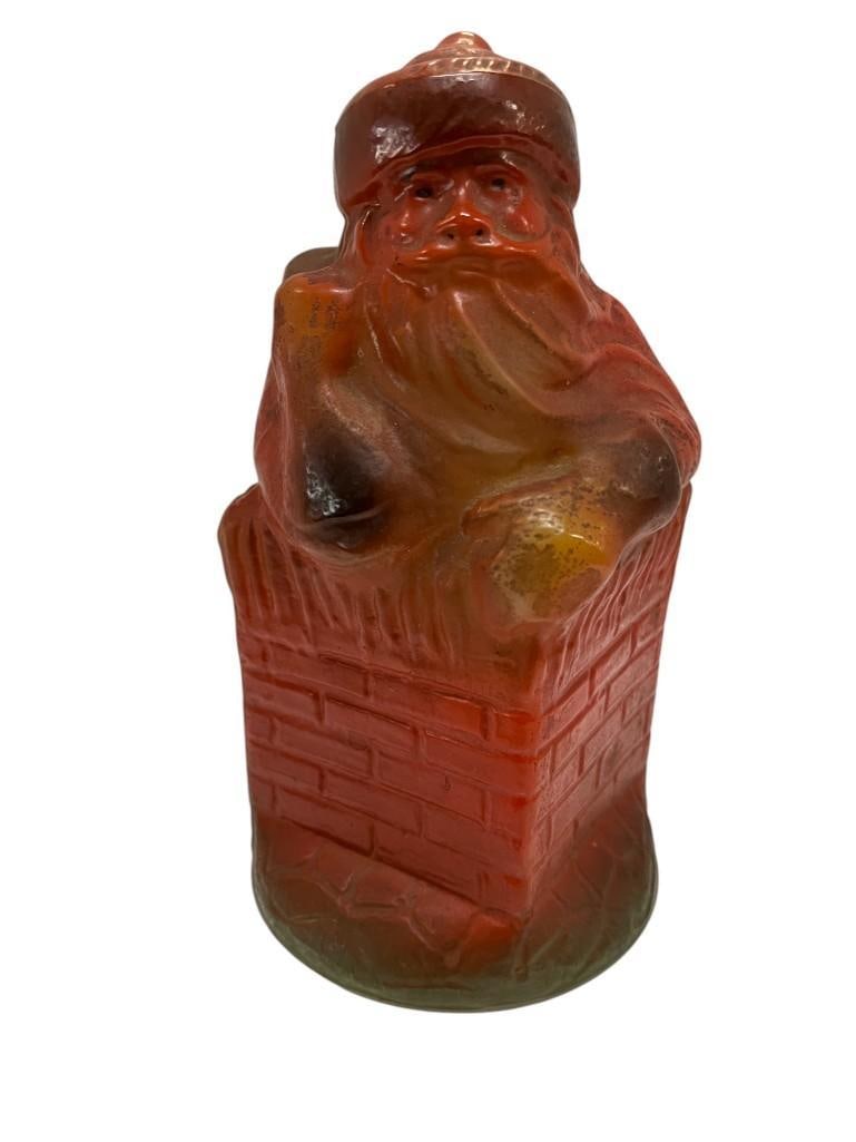 Antique Tiffin Glass Santa Claus In Chimney Lamp Globe Auction