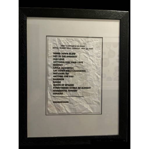 Eric Clapton Signed Framed Setlist