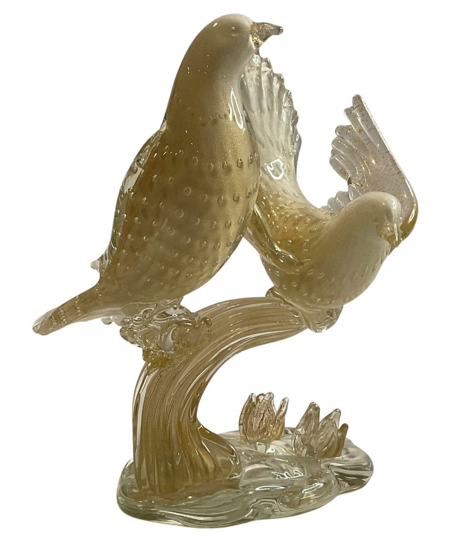 Alfredo Barbini Birds Sculpture Murano Glass Circa 1950s