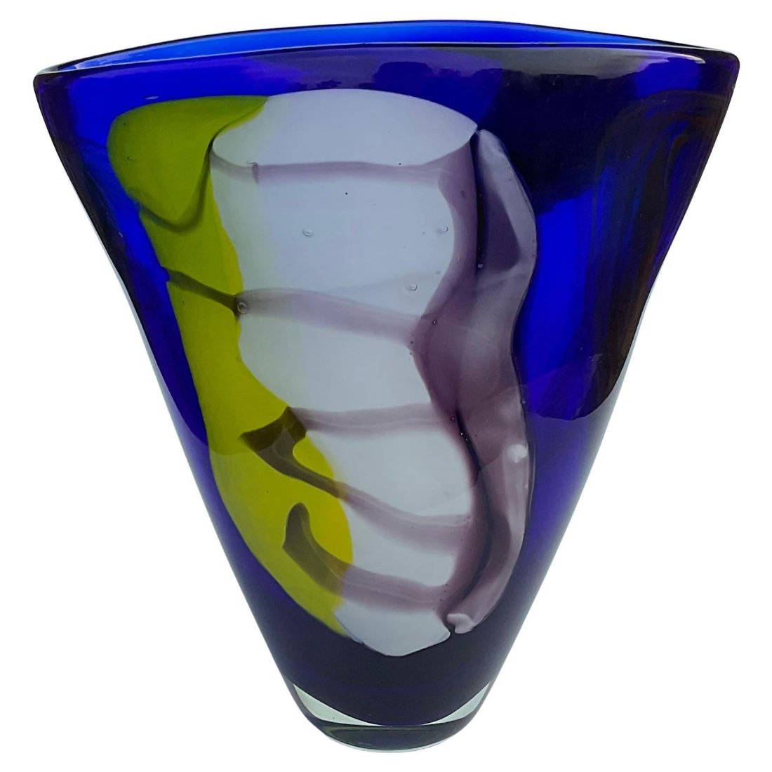 Paul Cabot Signed Studio Art Glass Vase In Vibrant Blue Auction