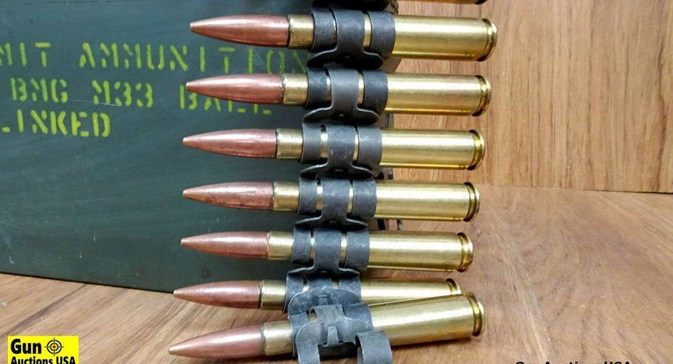 Lake City .50bmg Ammo. Approx. 100 Rounds, Fmj, Linked Ammo In A 50 Bmg ...