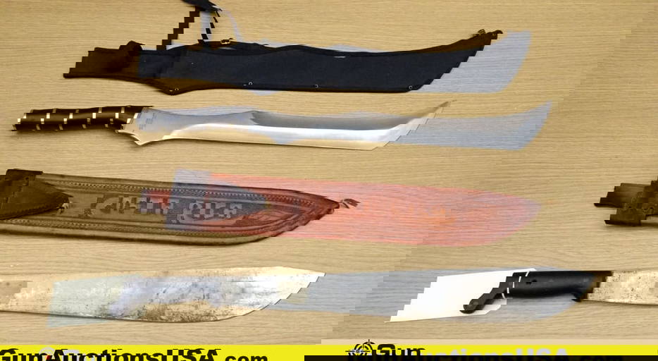 Corneta & Tomahawk Machete Machete. Very Good. Lot Of 2; 1 El Salvadorian Corneta Machete, Features