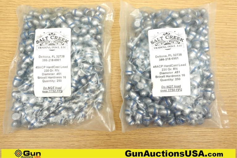 Salt Creek .45 Acp Projectiles . 500 Projectiles, 230 Gr. Hard Cast ...